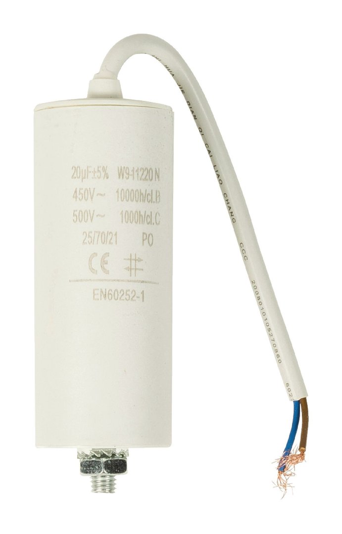 Start capacitor 20 µF, cable - fhp.fi - appliance spare parts