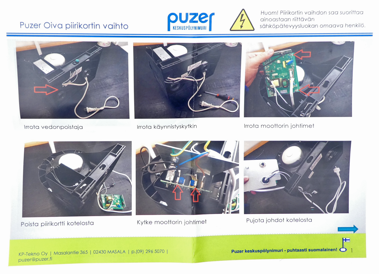 Puzer Oiva vacuum cleaner PCB assembly - fhp.fi - appliance spare parts
