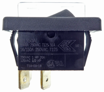 Rocker switch 16A 250V black, shield - fhp.fi - appliance spare parts