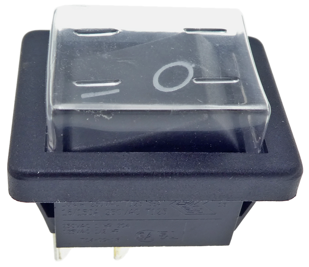 Rocker switch 16A 250V black, shield - fhp.fi - appliance spare parts