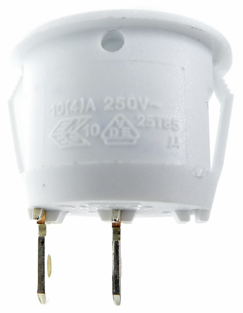 Round power switch 10A 250V 20mm, white - fhp.fi - appliance spare parts