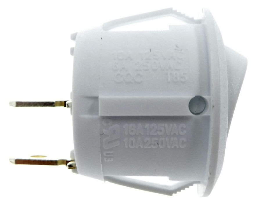 Round power switch 10A 250V 20mm, white - fhp.fi - appliance spare parts