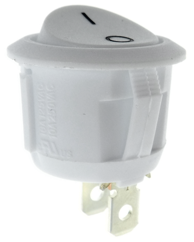 Round power switch 10A 250V 20mm, white - fhp.fi - appliance spare parts
