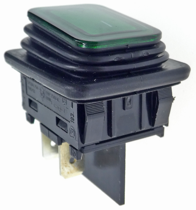 Rocker switch, green shielded 22x31mm 250V 20A - fhp.fi - appliance ...