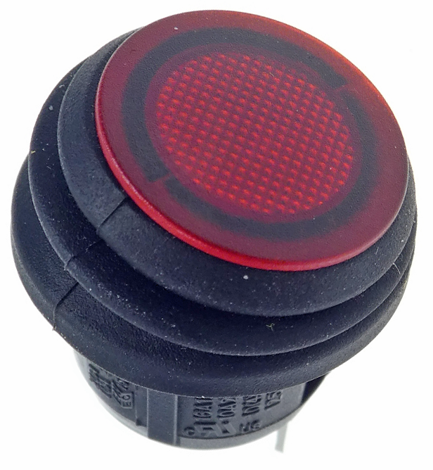 Rocker switch, red shielded 21mm 250V 10A - fhp.fi - appliance spare parts