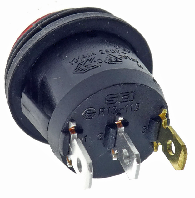 Rocker switch, red shielded 21mm 250V 10A - fhp.fi - appliance spare parts