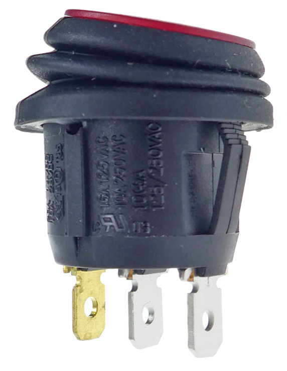 Rocker switch, red shielded 21mm 250V 10A - fhp.fi - appliance spare parts