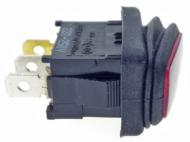 Rocker switch, red shielded 13x19mm 250V 16A - fhp.fi - appliance spare ...