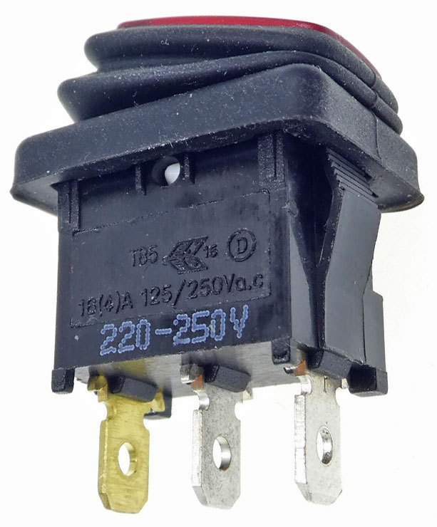 Rocker switch, red shielded 13x19mm 250V 16A - fhp.fi - appliance spare ...