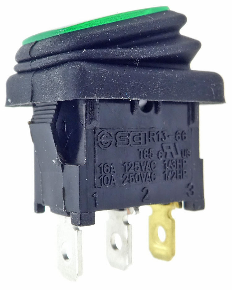 Rocker switch, green shielded 13x19mm 250V 16A - fhp.fi - appliance ...