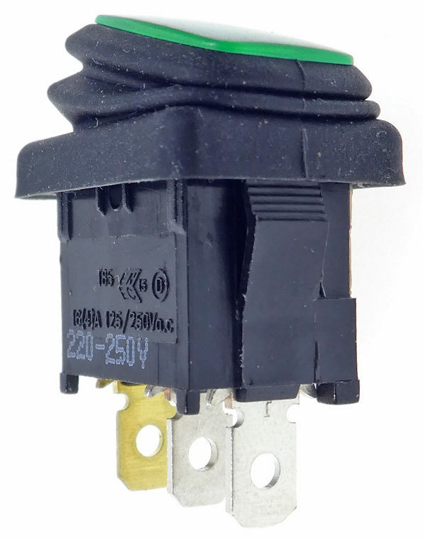 Rocker switch, green shielded 13x19mm 250V 16A - fhp.fi - appliance ...