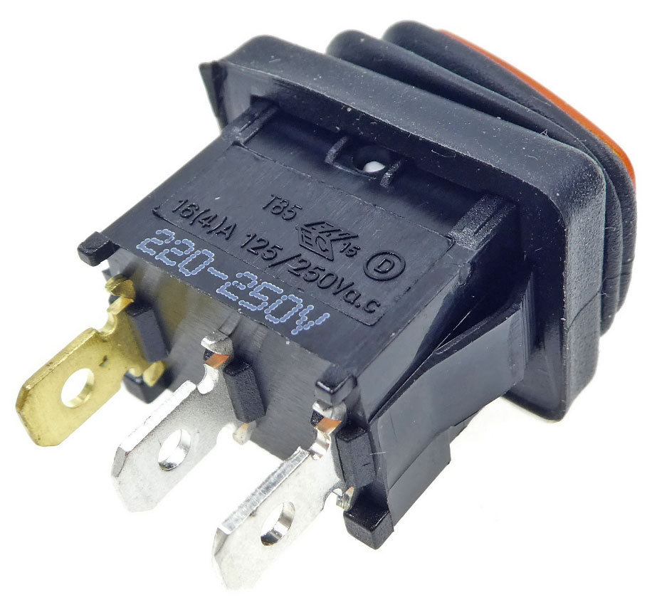 Rocker switch, orange shielded 13x19mm 250V 16A - fhp.fi - appliance ...