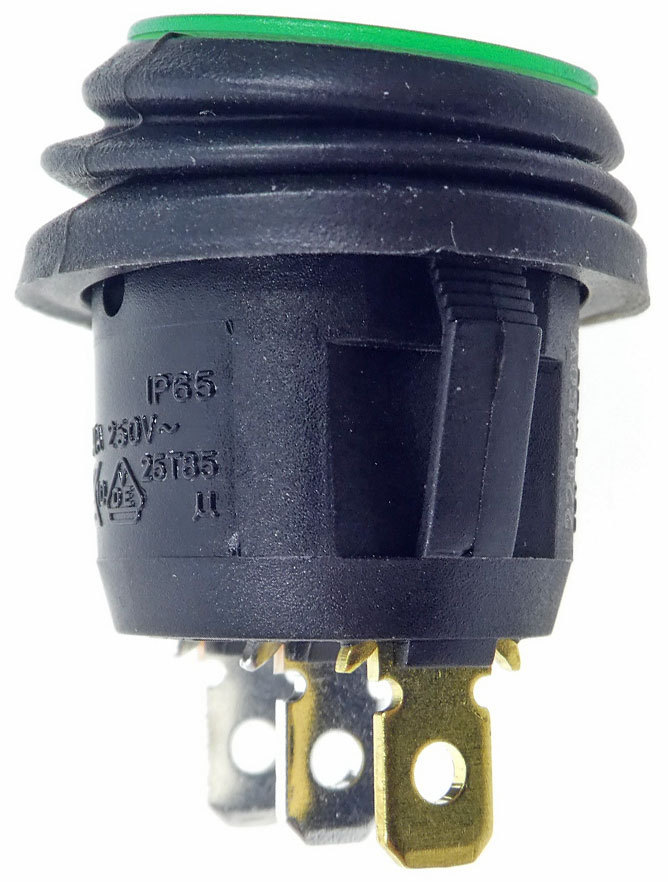 Rocker switch, green shielded 21mm 250V 10A - fhp.fi - appliance spare ...