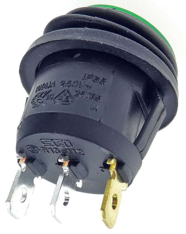 Rocker switch, green shielded 21mm 250V 10A - fhp.fi - appliance spare ...