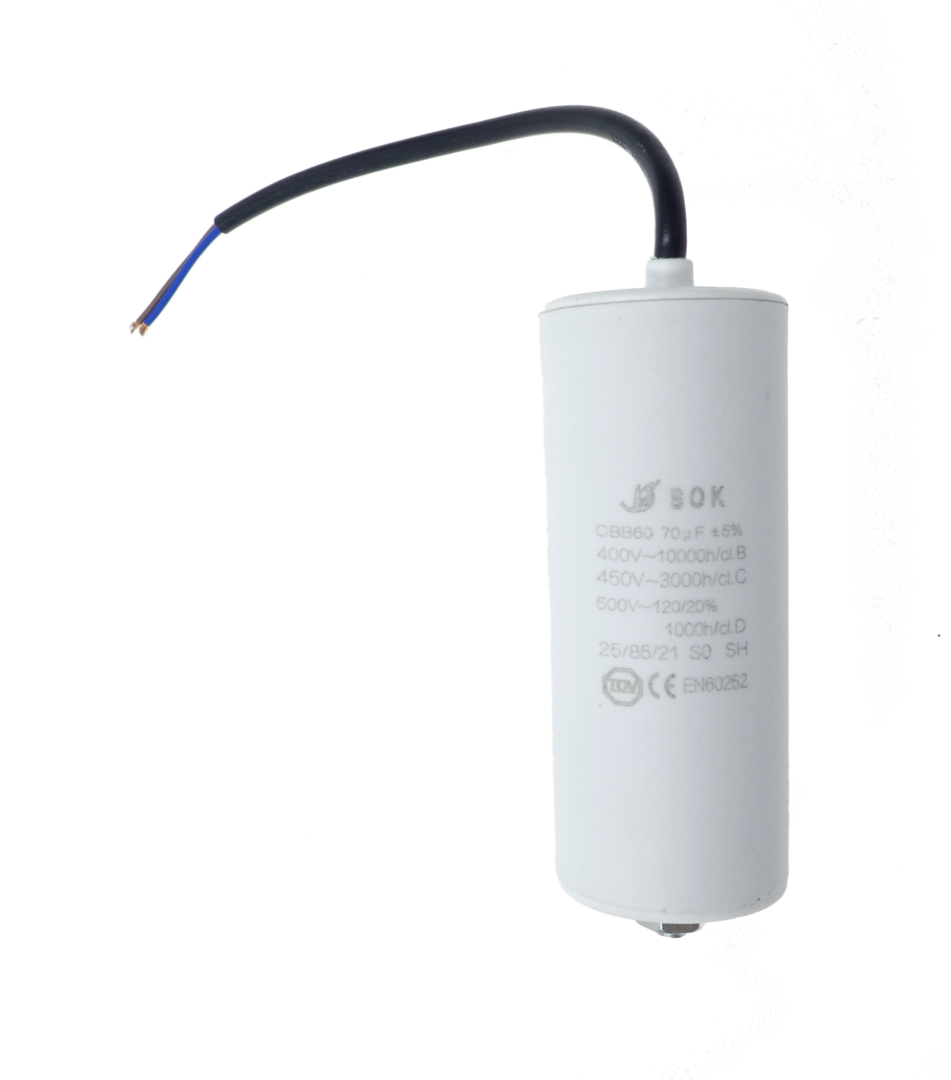 Start capacitor 70µF, cable - fhp.fi - appliance spare parts