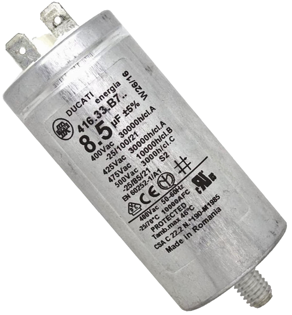 Dryer motor capacitor 8,5µF 450V - fhp.fi - appliance spare parts