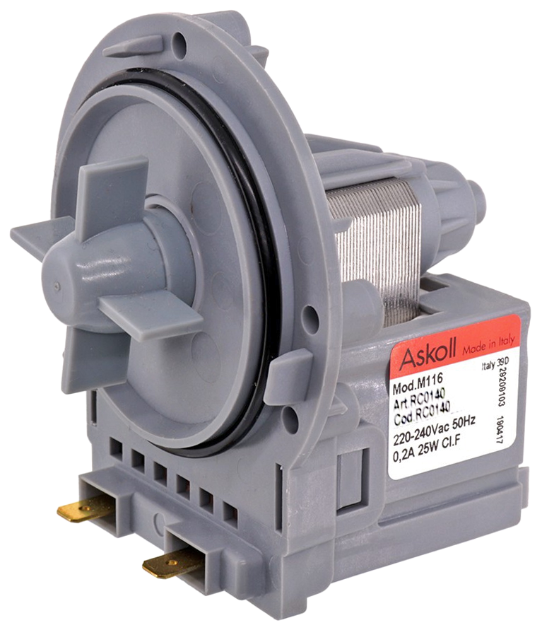 Askoll drain pump M116 25W, front connectors - fhp.fi - appliance spare ...