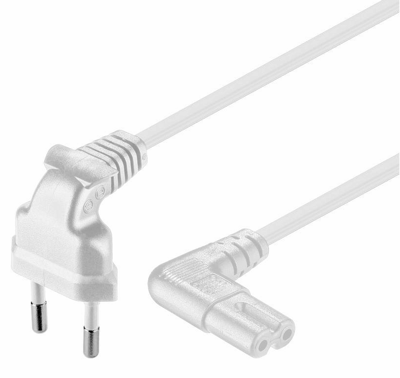 Television power cord EURO, angle 3m white - fhp.fi - appliance spare parts