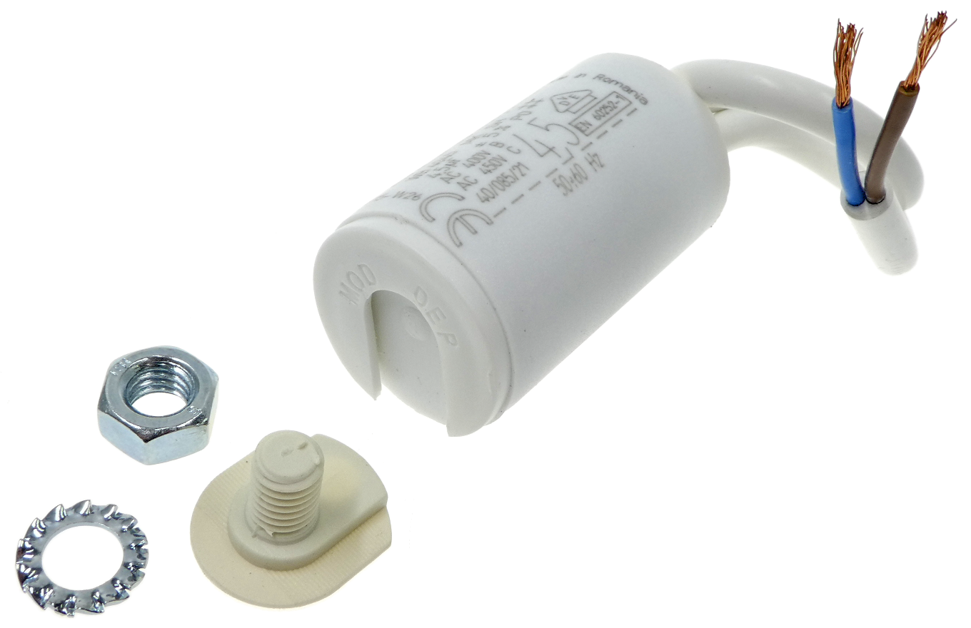 Start capacitor with cable 4,5µF - fhp.fi - appliance spare parts