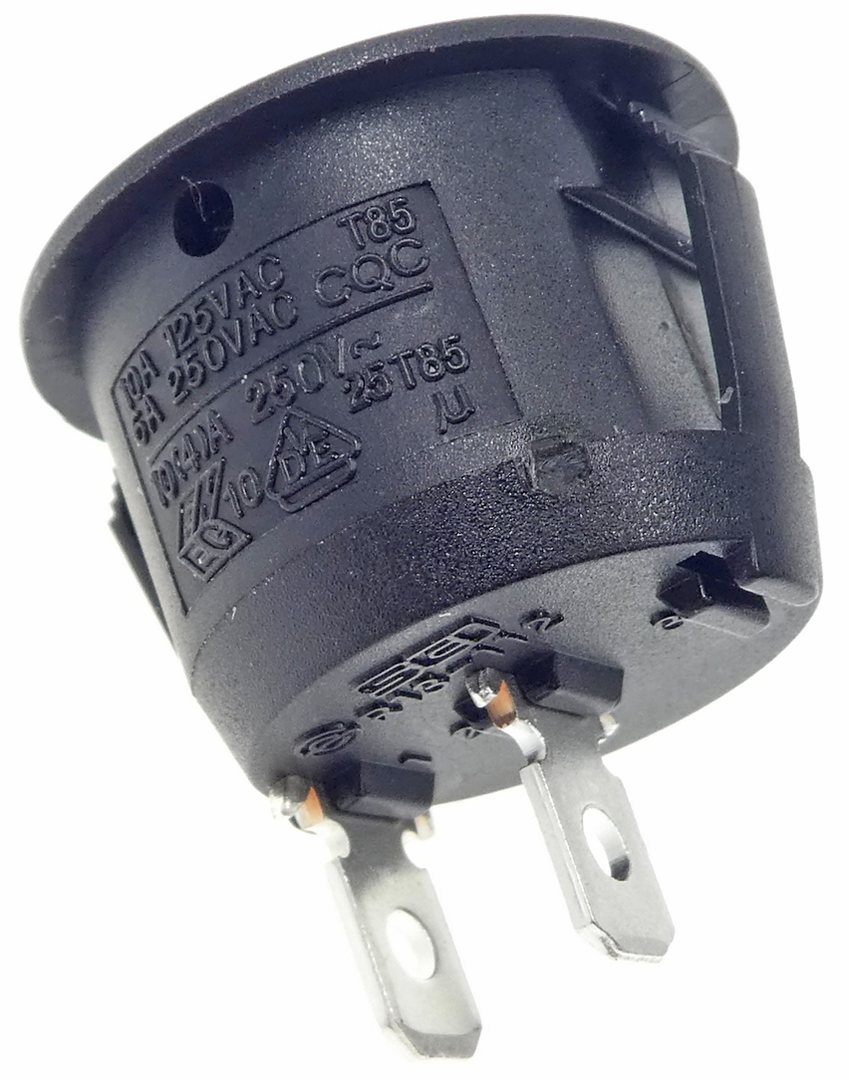 Rocker switch round 20mm, black - fhp.fi - appliance spare parts