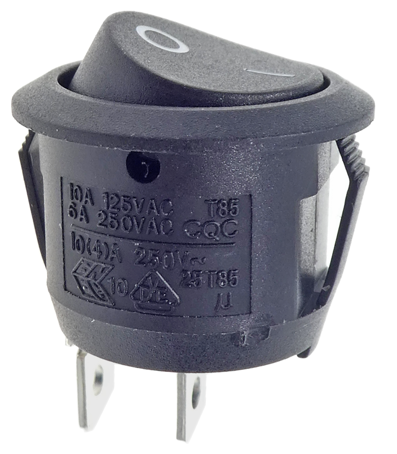 Rocker switch round 20mm, black - fhp.fi - appliance spare parts