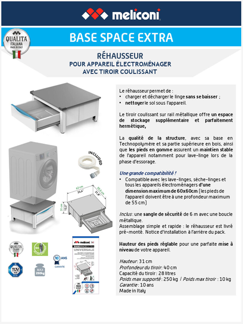 Washing machine riser with drawer 62x55x31cm - fhp.fi - appliance spare ...