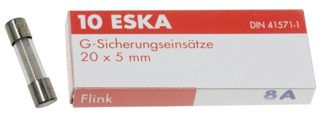 Ceramic tube fuse F8A 20x5mm 10pcs - fhp.fi - appliance spare parts