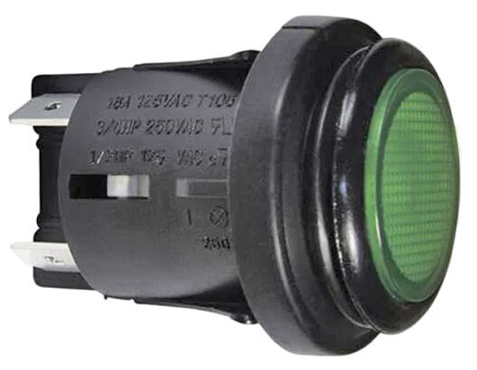 Power switch round green IP65, 16A 250V 25mm - fhp.fi - appliance spare ...